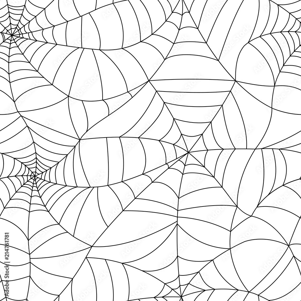 Seamless spider web pattern. Vector illustration with black spiderweb ... Seamless spider web pattern. Vector illustration with black spiderweb ...