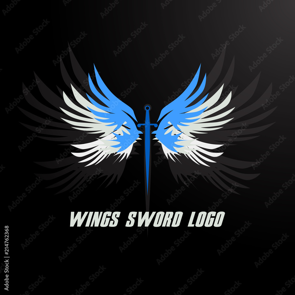 wings sword logo company concept for patriot sybol, sport team sign, or ...