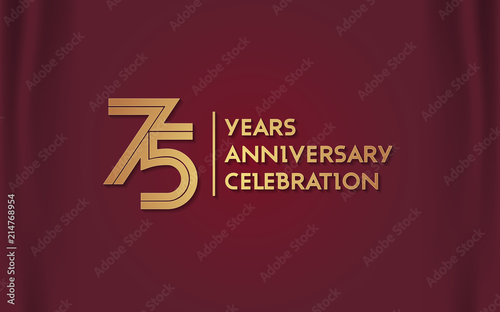 75 Years Anniversary Logotype with Golden Multi Linear Number Isolated ...