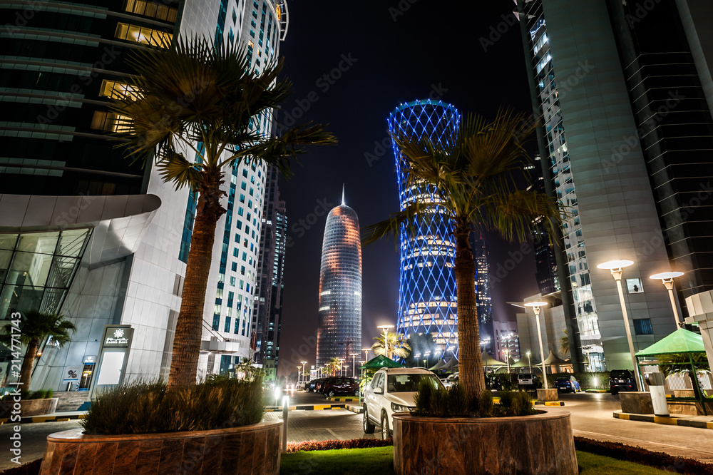 Burj and Tornado Tower, Doha, Qatar Stock Photo | Adobe Stock