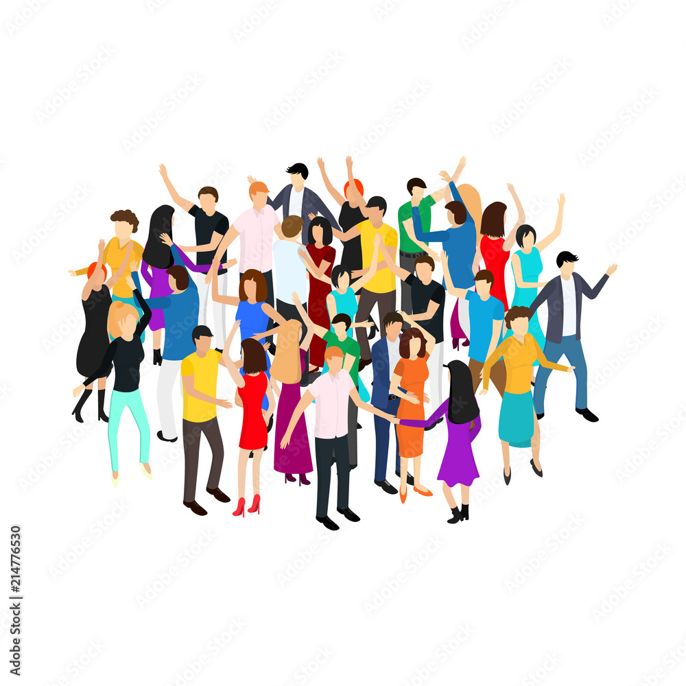 Isometric Dancing People Characters Crowd Circle. Vector Stock Vector ...
