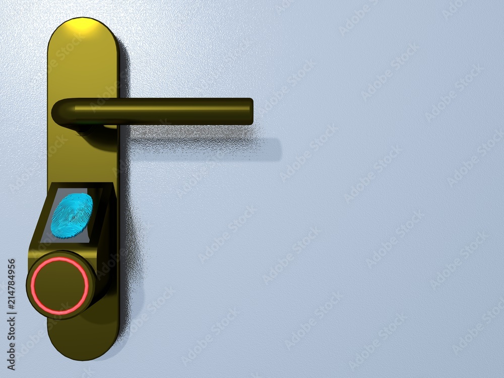 Modern digital door lock with biometric access control. Fingerprint ...