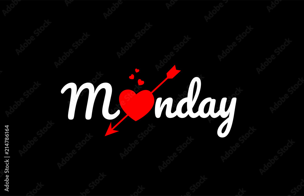 monday word text with red broken heart Stock Vector | Adobe Stock
