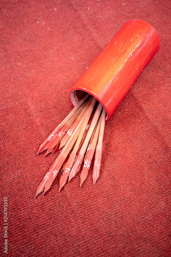 Chi-Chi Stick, Fortune stick or Seam Si at Chinese shrine in Thailand ...