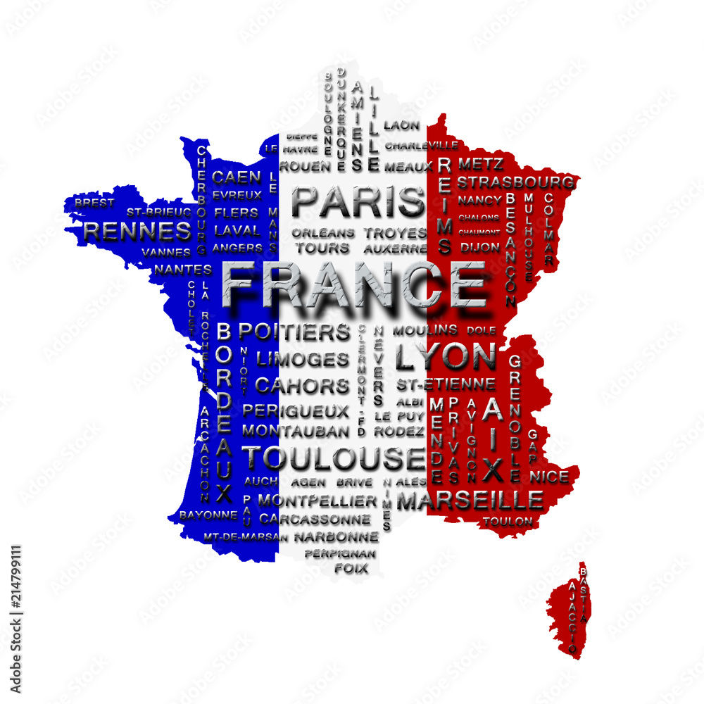 Carte de France - Préfectures - Sans Contour Stock Illustration | Adobe ...