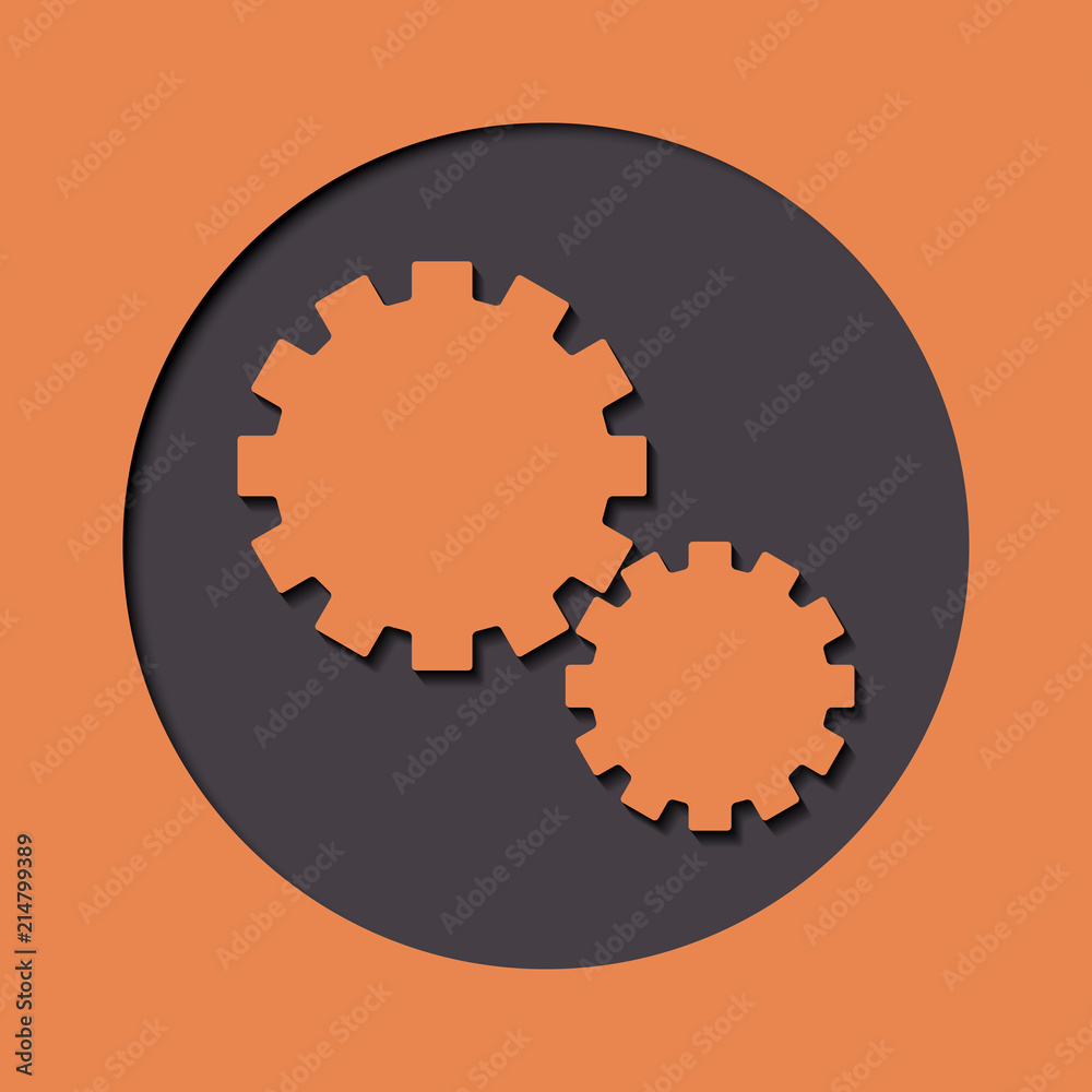 Orange cogs (gears) icon | symbol Stock Vector | Adobe Stock