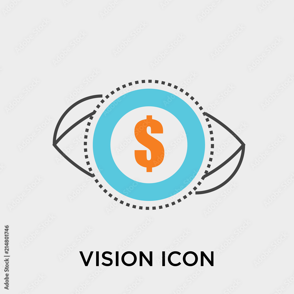 Vision icon vector sign and symbol isolated on white background, Vision ...