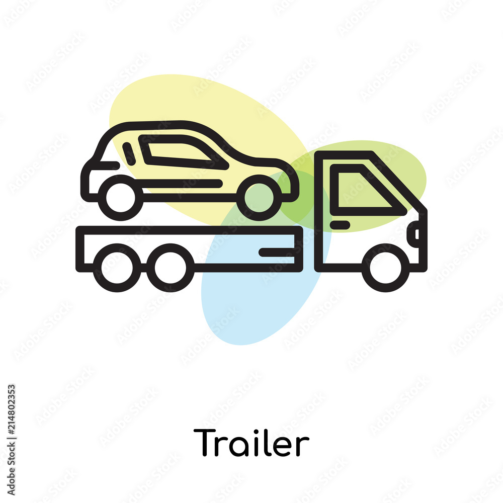 Trailer icon vector sign and symbol isolated on white background ...