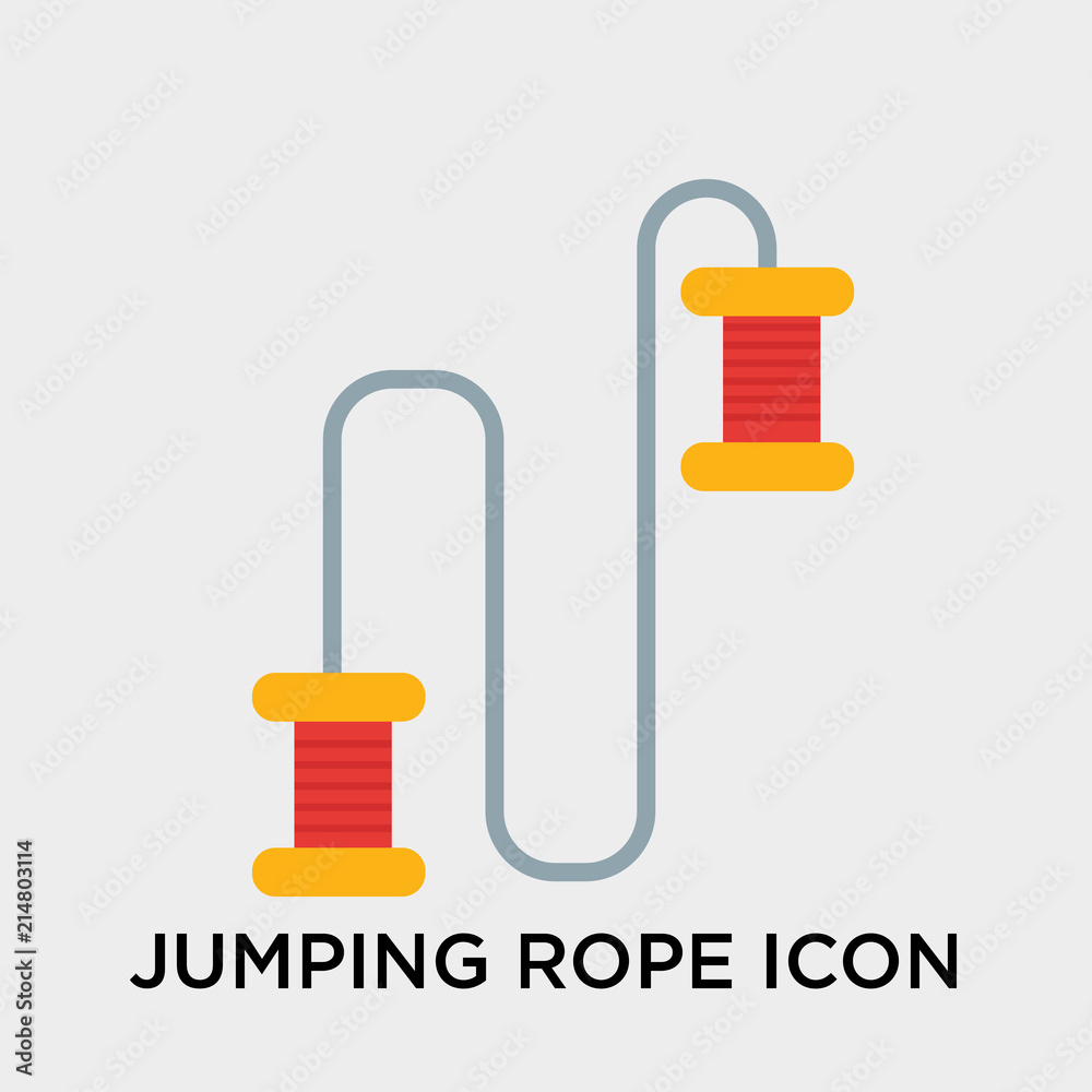 Jumping rope icon vector sign and symbol isolated on white background ...