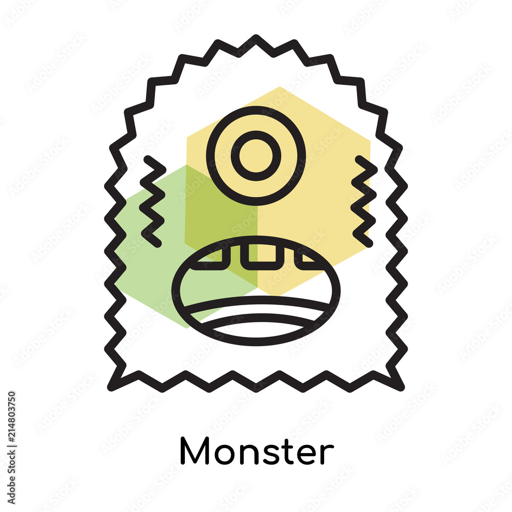 Monster icon vector sign and symbol isolated on white background ...