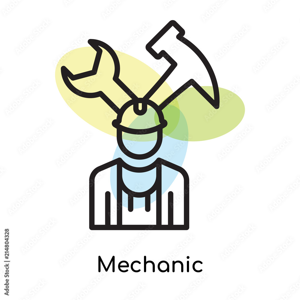 Mechanic icon vector sign and symbol isolated on white background ...