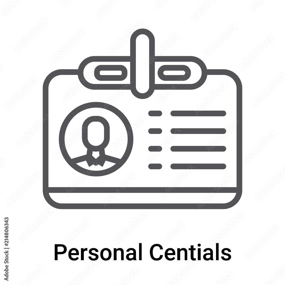 Personal Credentials icon vector sign and symbol isolated on white ...