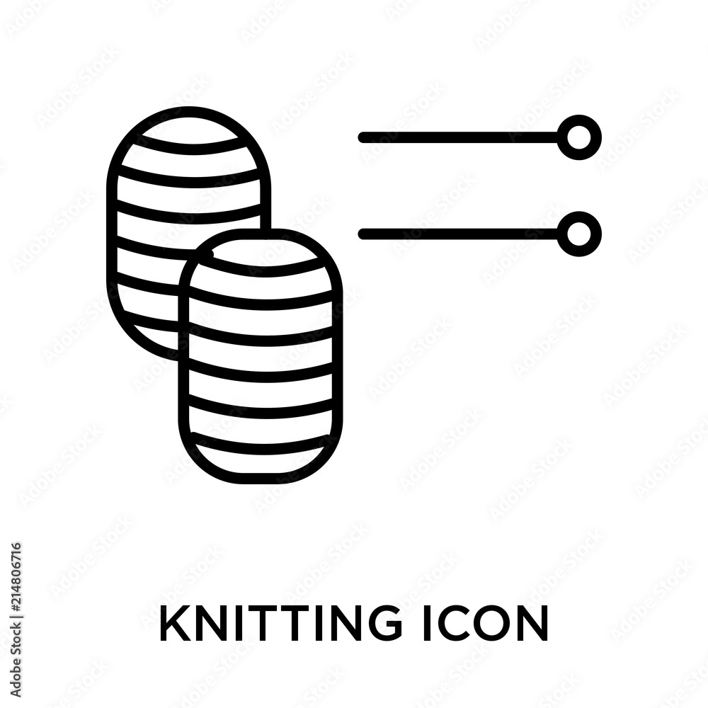 Knitting icon vector sign and symbol isolated on white background, Knitting logo concept Stock ...