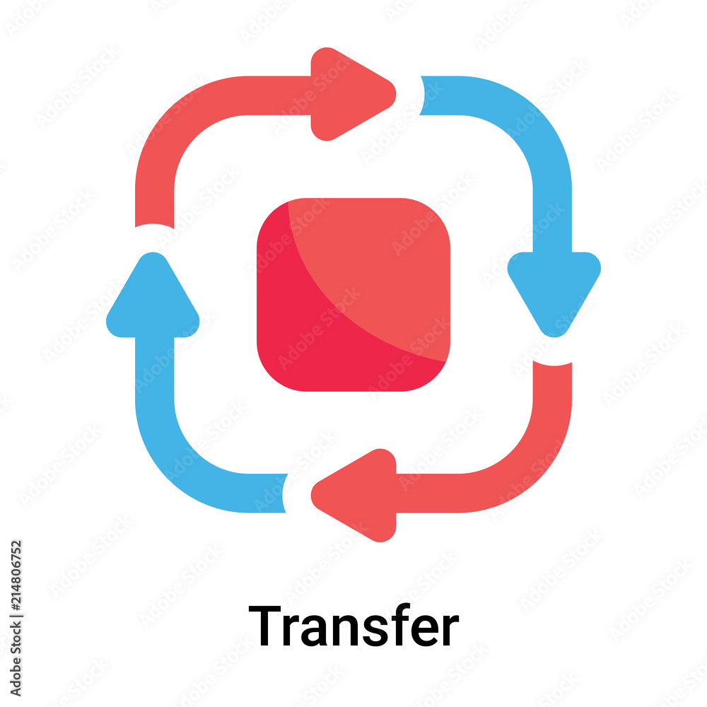 Transfer icon vector sign and symbol isolated on white background ...