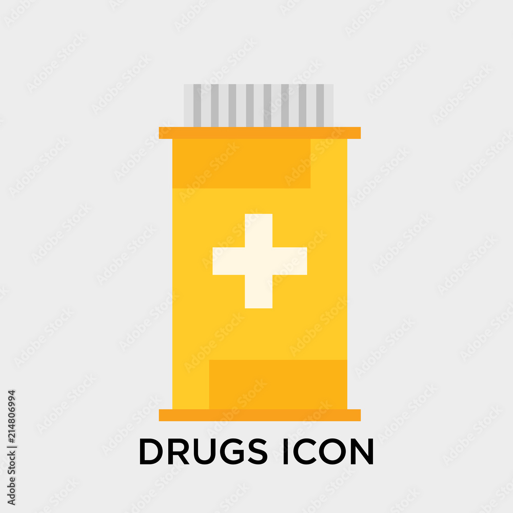 Drugs icon vector sign and symbol isolated on white background, Drugs ...