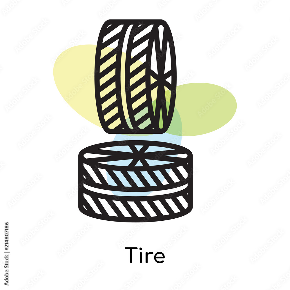 Tire icon vector sign and symbol isolated on white background, Tire ...