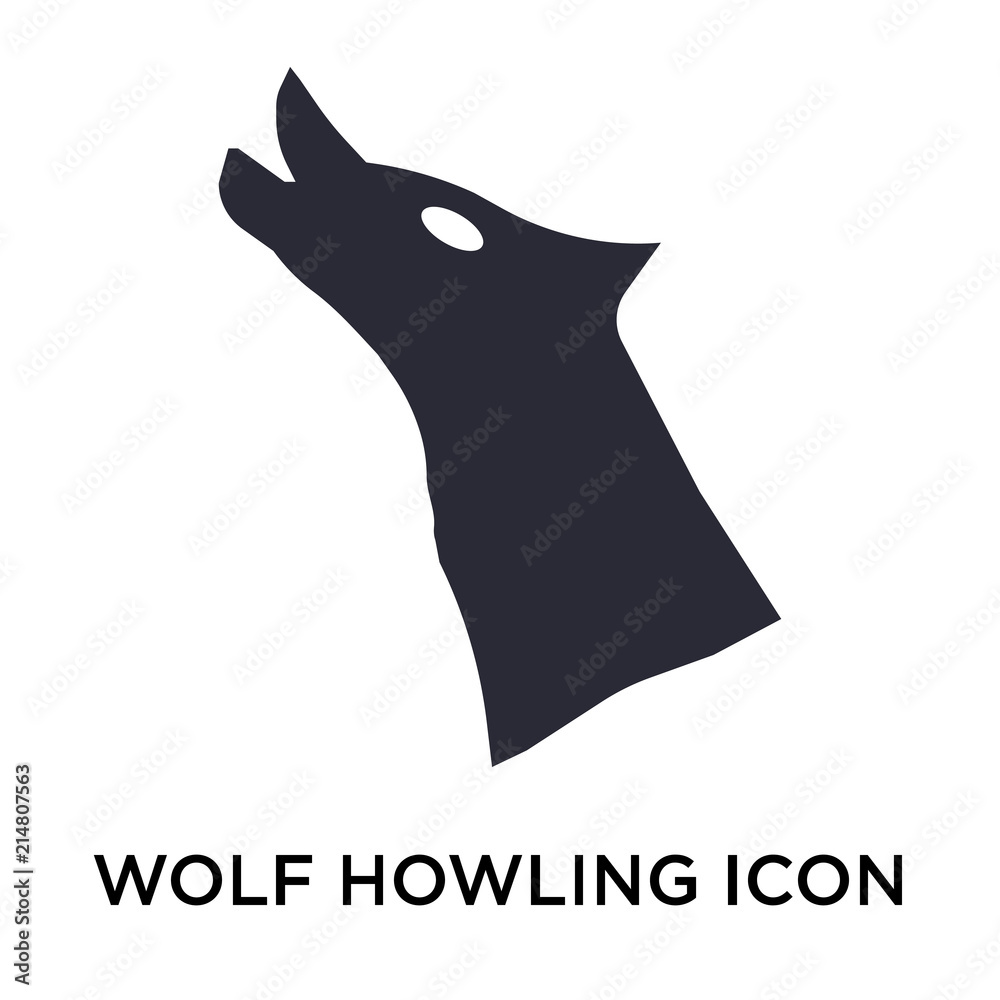 Wolf howling icon vector sign and symbol isolated on white background ...