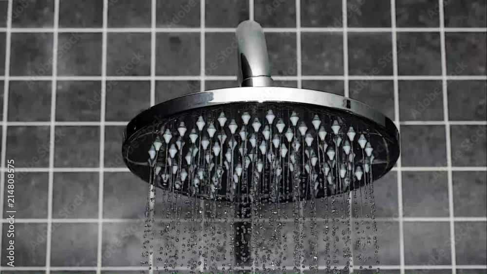 Water flows from the shower, close-up, modified version with painting ...