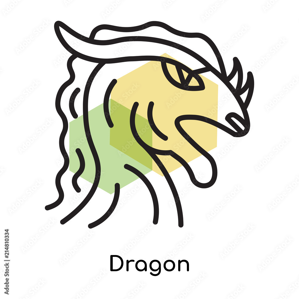 Dragon icon vector sign and symbol isolated on white background, Dragon ...