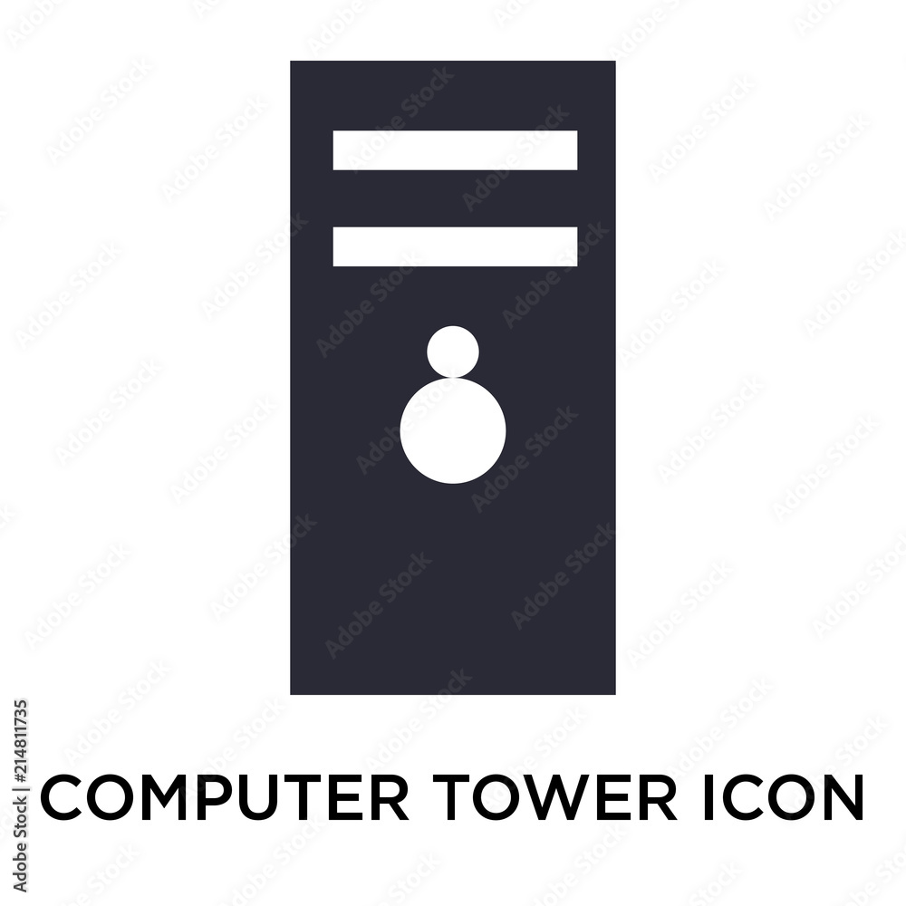 Computer Tower icon vector sign and symbol isolated on white background ...