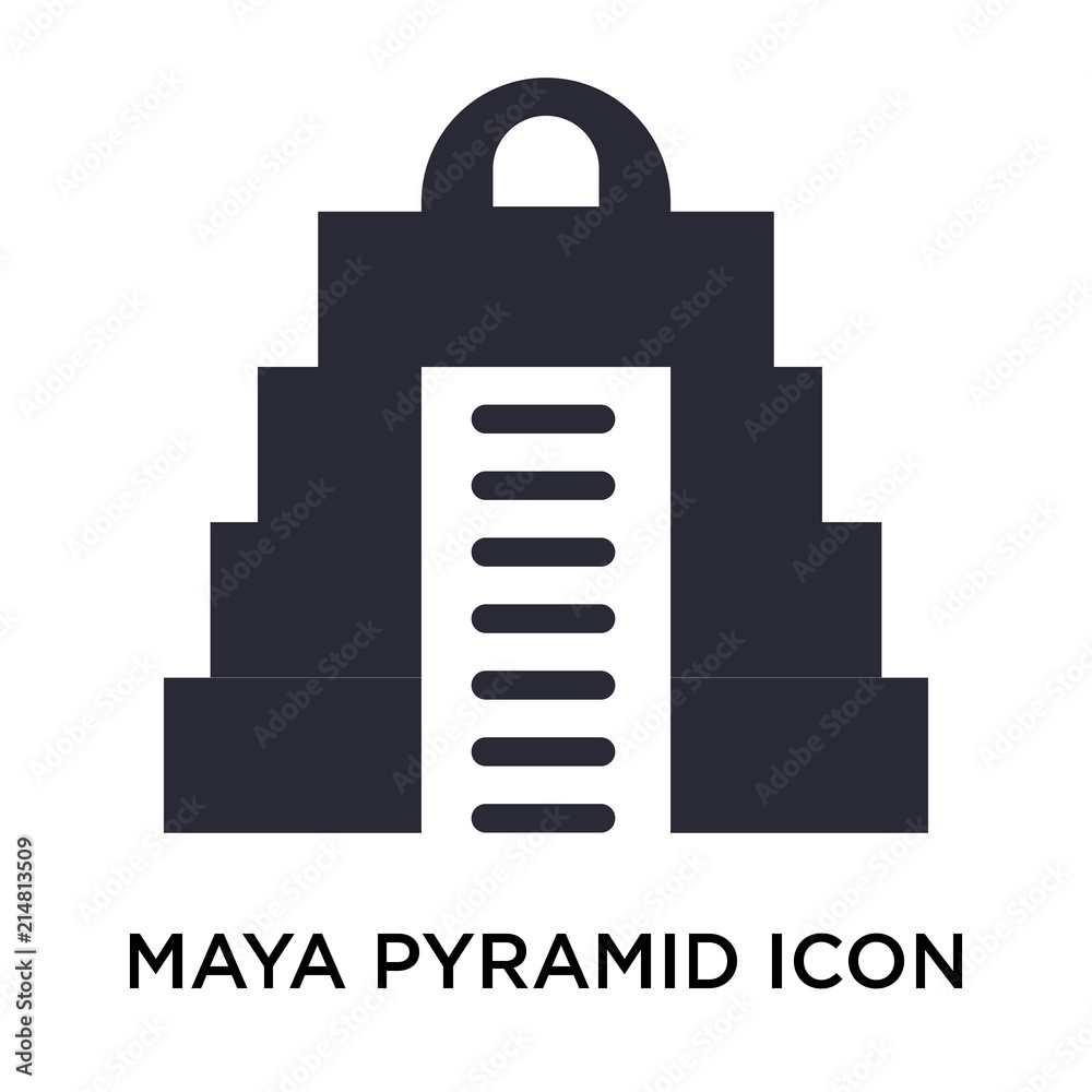 Maya pyramid icon vector sign and symbol isolated on white background ...