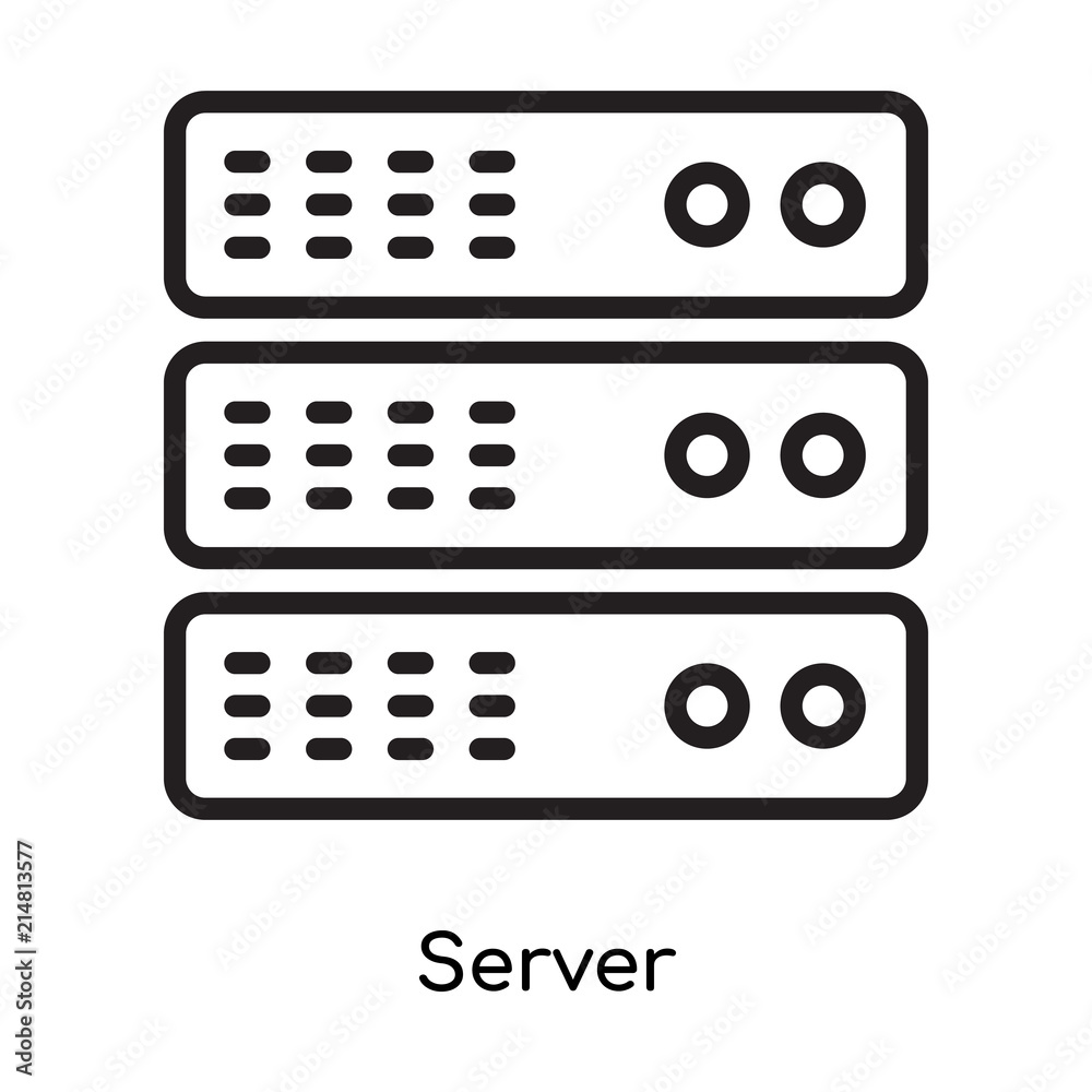Server icon vector sign and symbol isolated on white background, Server ...