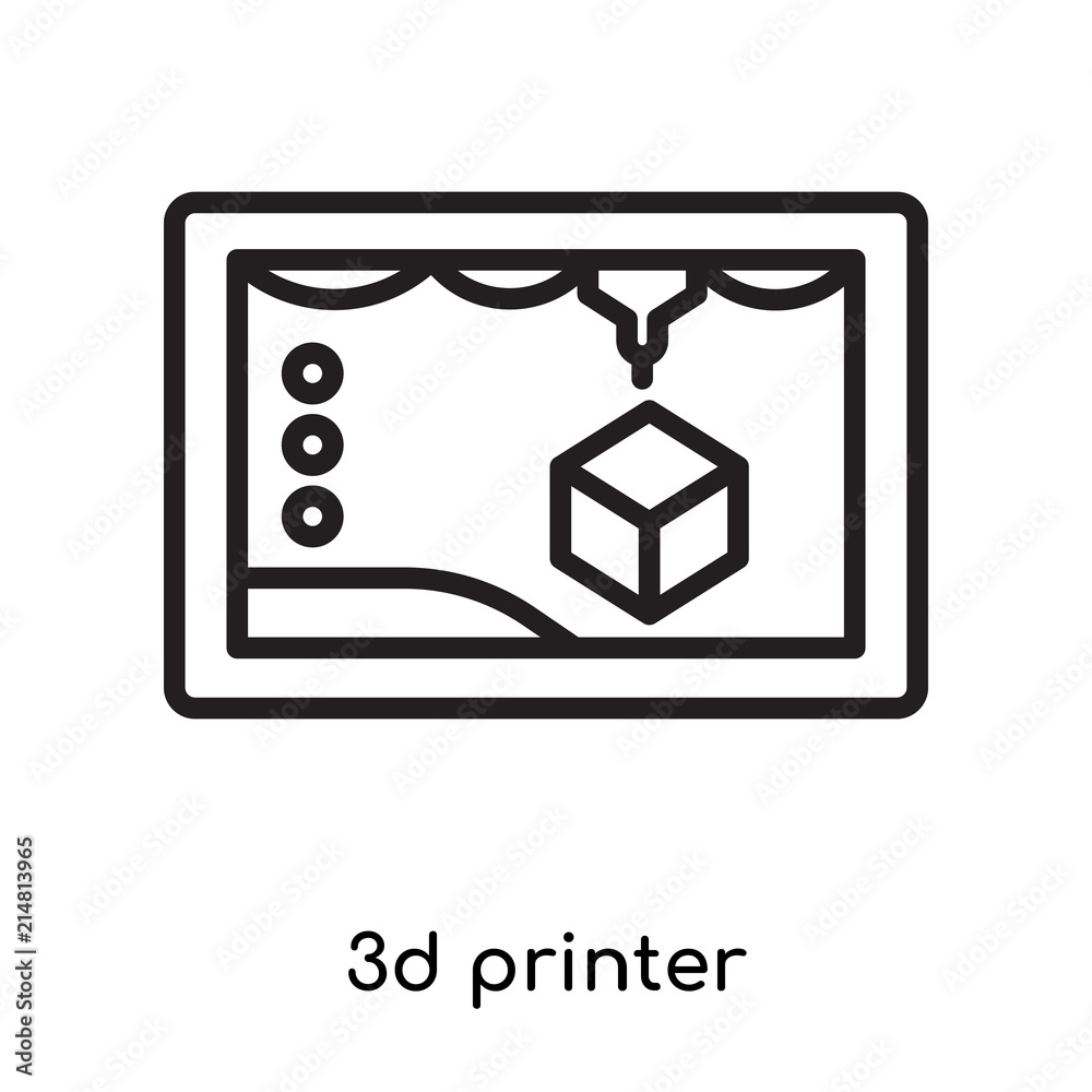 3d printer icon vector sign and symbol isolated on white background, 3d ...