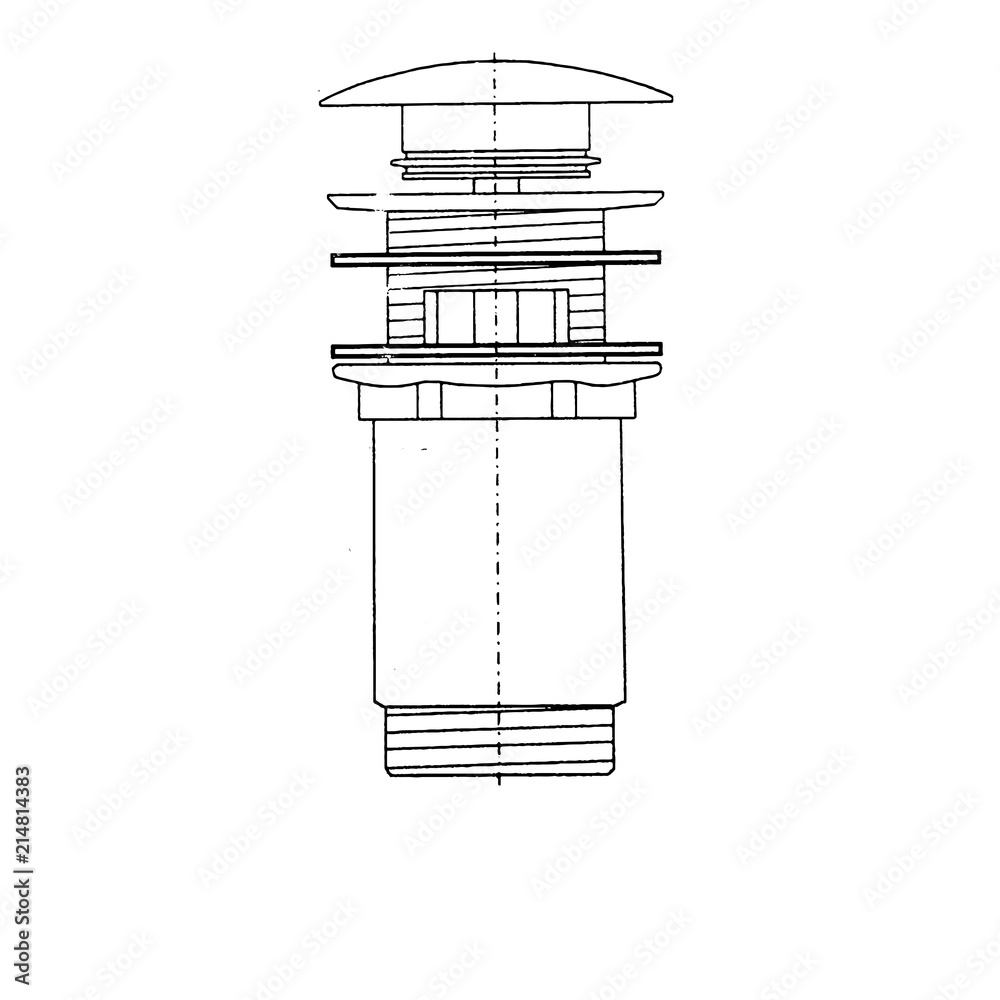 Wash basin click clack button plug draft Stock Illustration | Adobe Stock