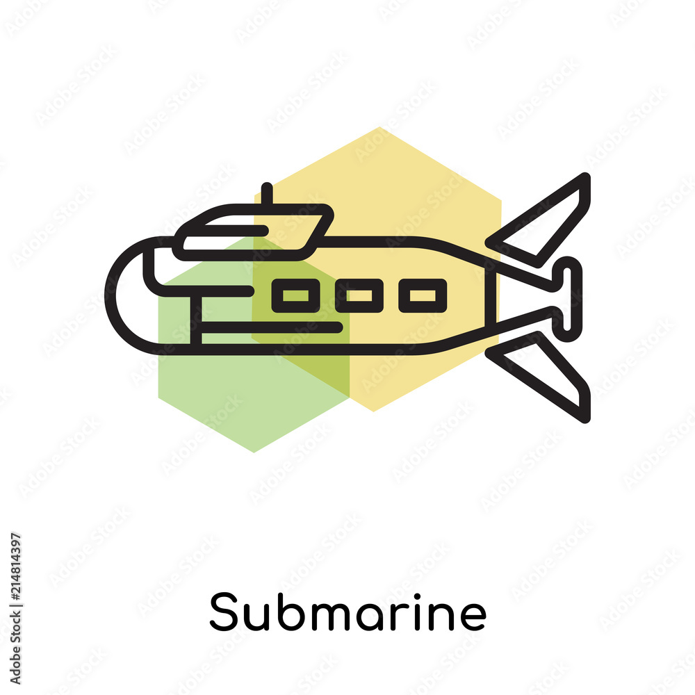 Submarine icon vector sign and symbol isolated on white background ...