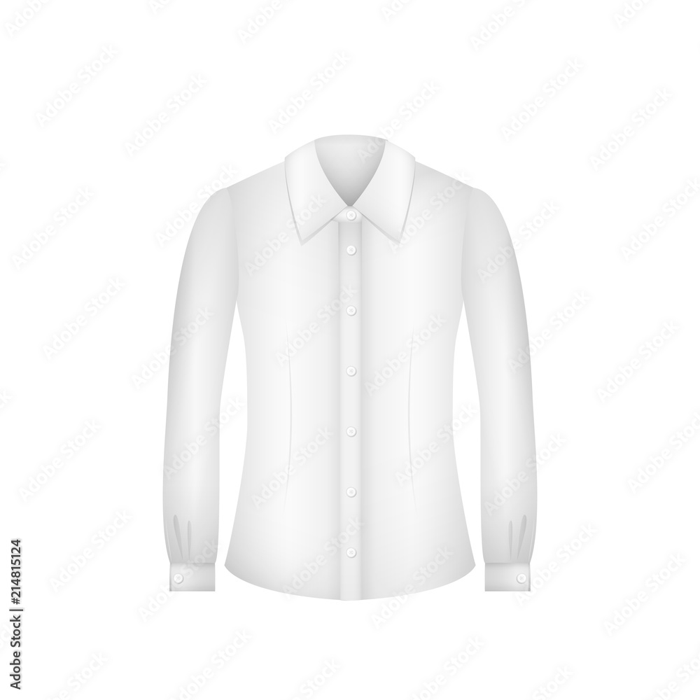 Female formal white blouse with long sleeves. Isolated Vector ...