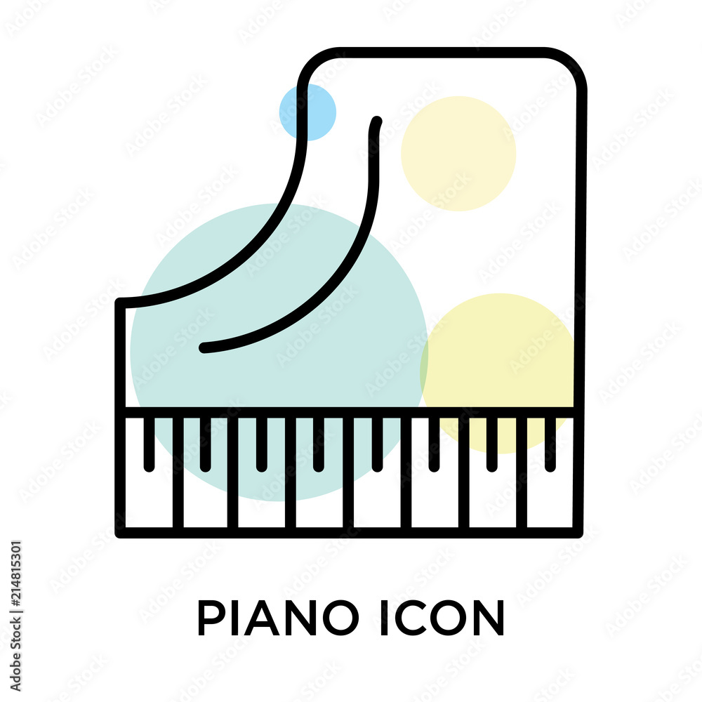 Piano icon vector sign and symbol isolated on white background, Piano ...