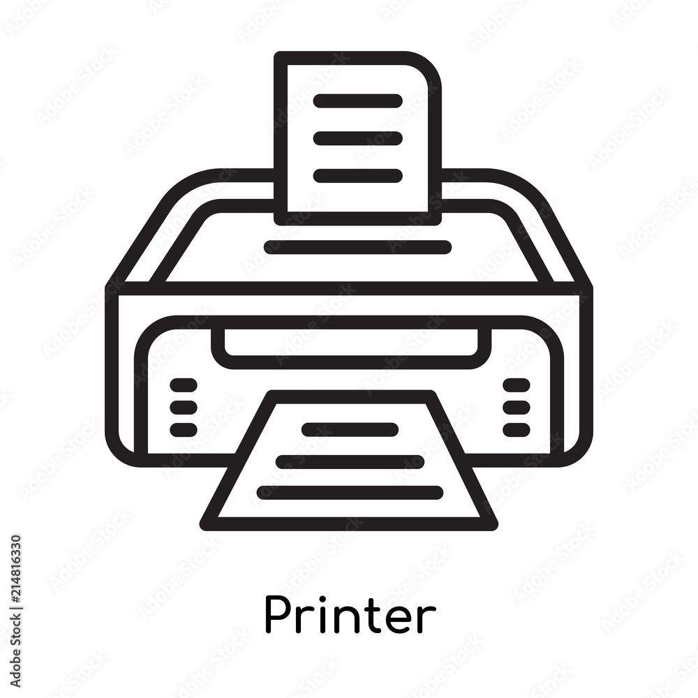 Printer icon vector sign and symbol isolated on white background ...
