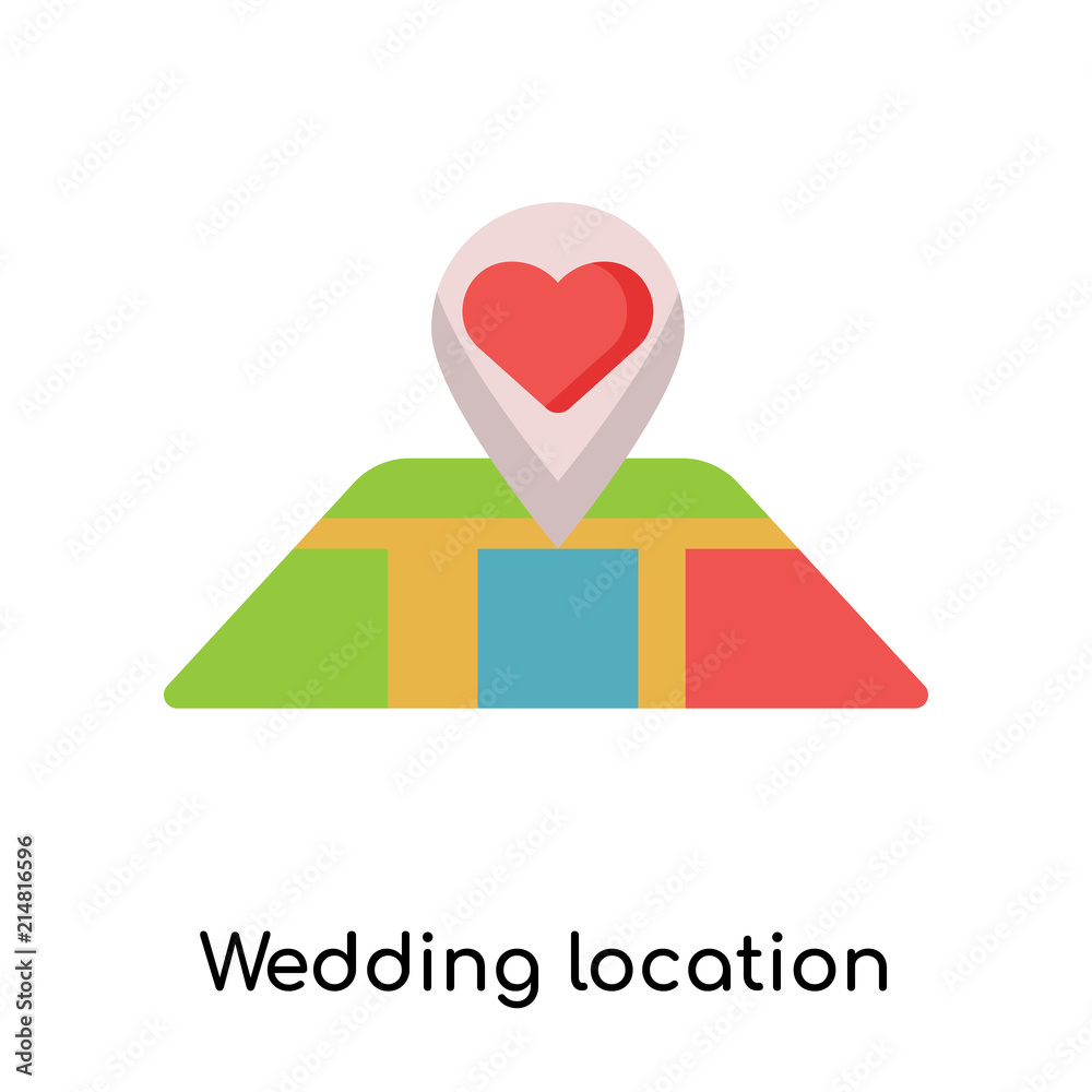 Wedding location icon vector sign and symbol isolated on white ...