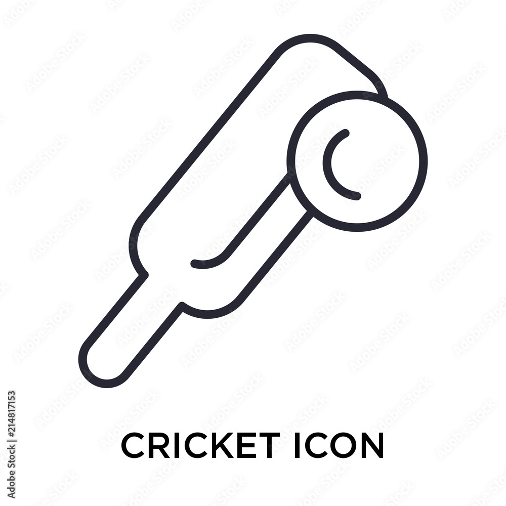 Cricket icon vector sign and symbol isolated on white background ...