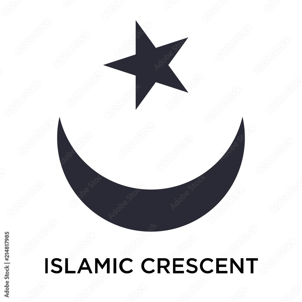 Islamic crescent with small star icon vector sign and symbol isolated ...