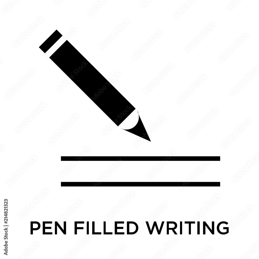 Pen filled writing tool icon vector sign and symbol isolated on white ...