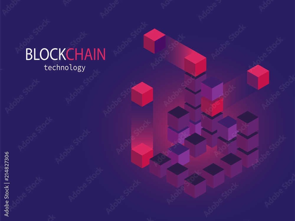 Blockchain technology concept vector illustration. Data cubes on ...