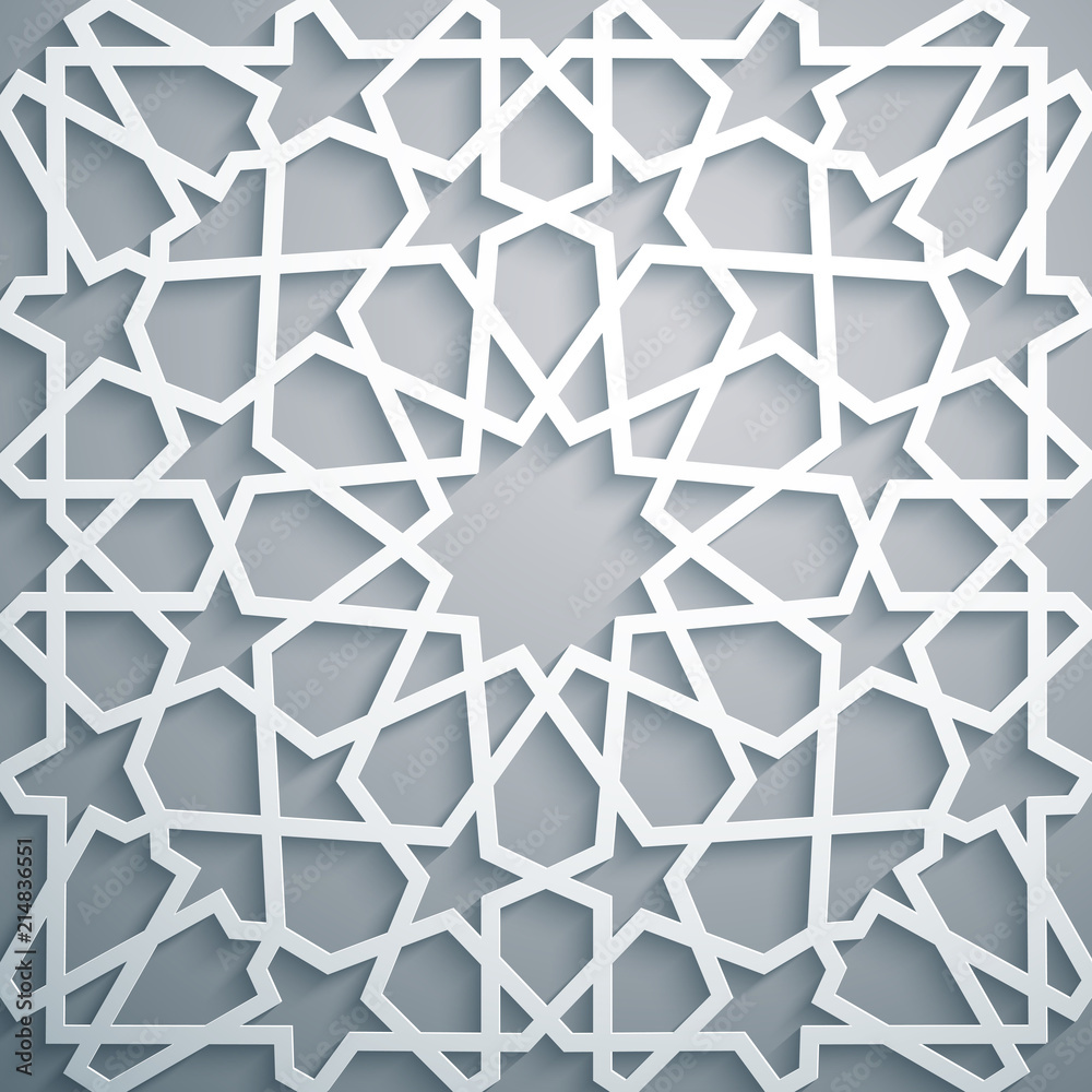 Islamic ornament vector , persian motiff . White background . Light 3d ...