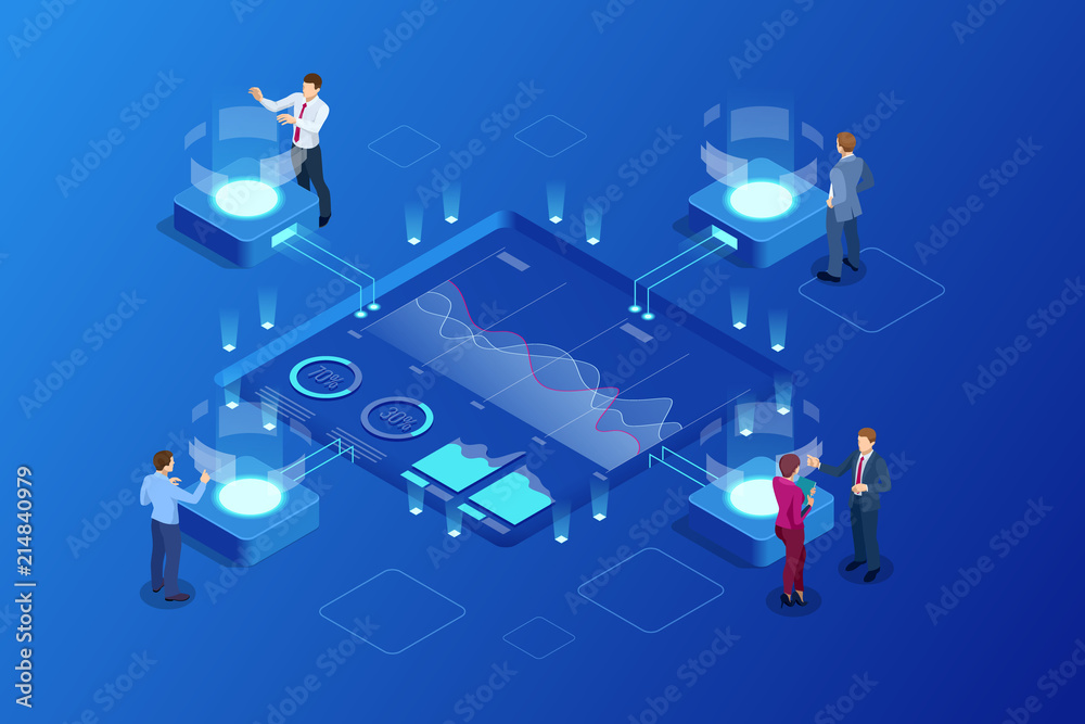 Isometric Big Data Network Visualization Advanced Analytics