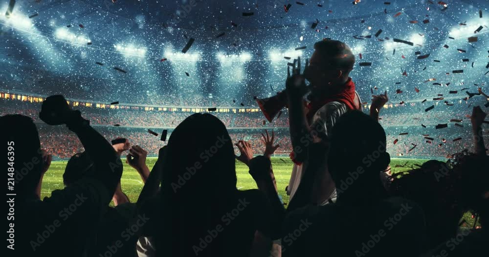 Fans celebrating the success of their favorite sports team, a man ...