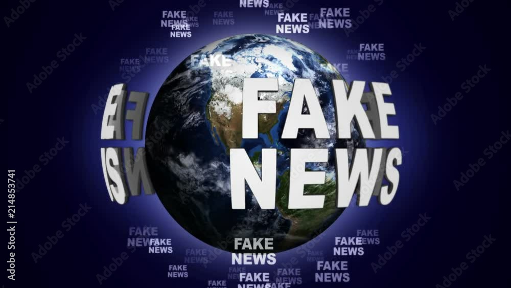 FAKE NEWS Text Animation Around the Earth, Rendering, Background, Loop ...