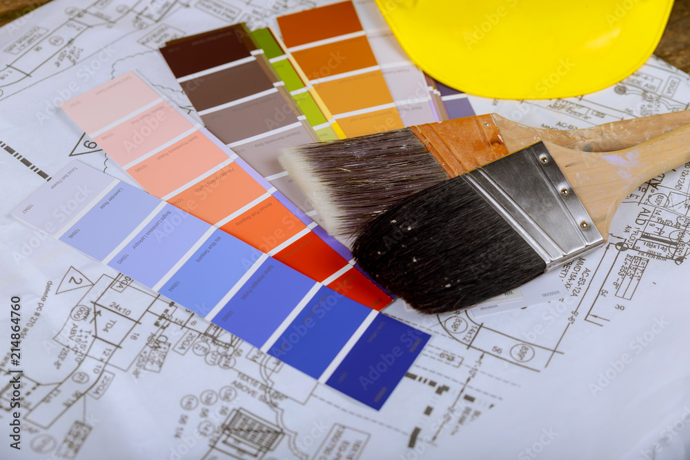 Poster Paint color chart sample swatches, paint brush – Wall Art ...