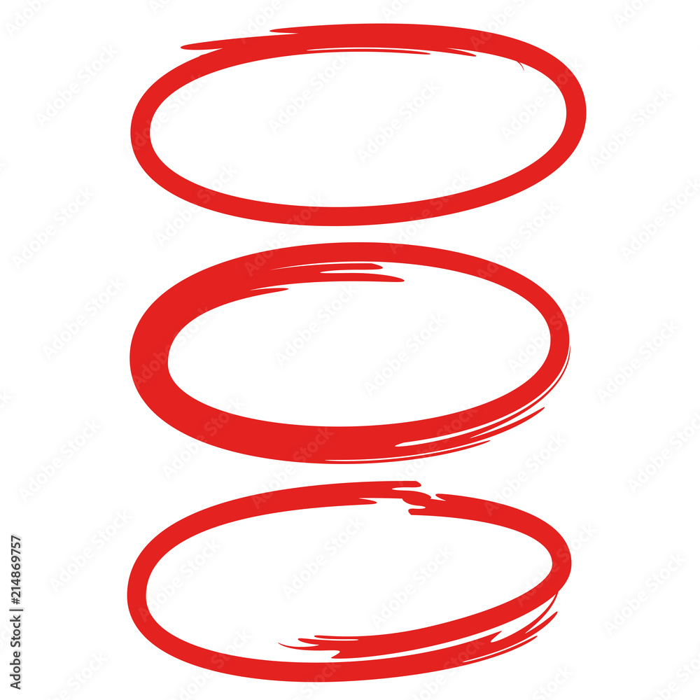 red hand drawn oval, circle markers for highlighting text Stock Vector ...