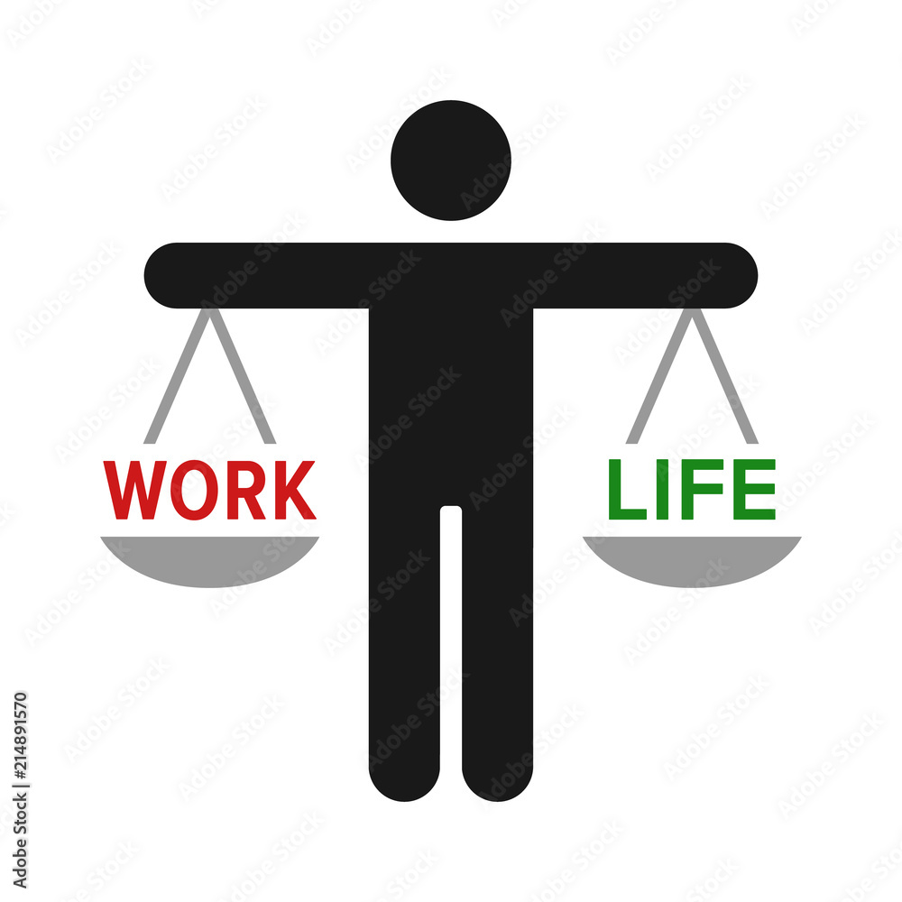 Person hold a scale for work life balance flat color vector icon for ...