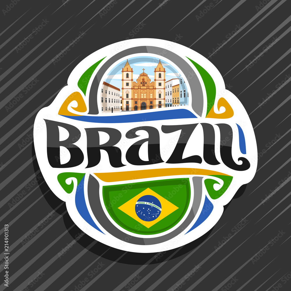 Vecteur Stock Vector logo for Brazil country, fridge magnet with ...
