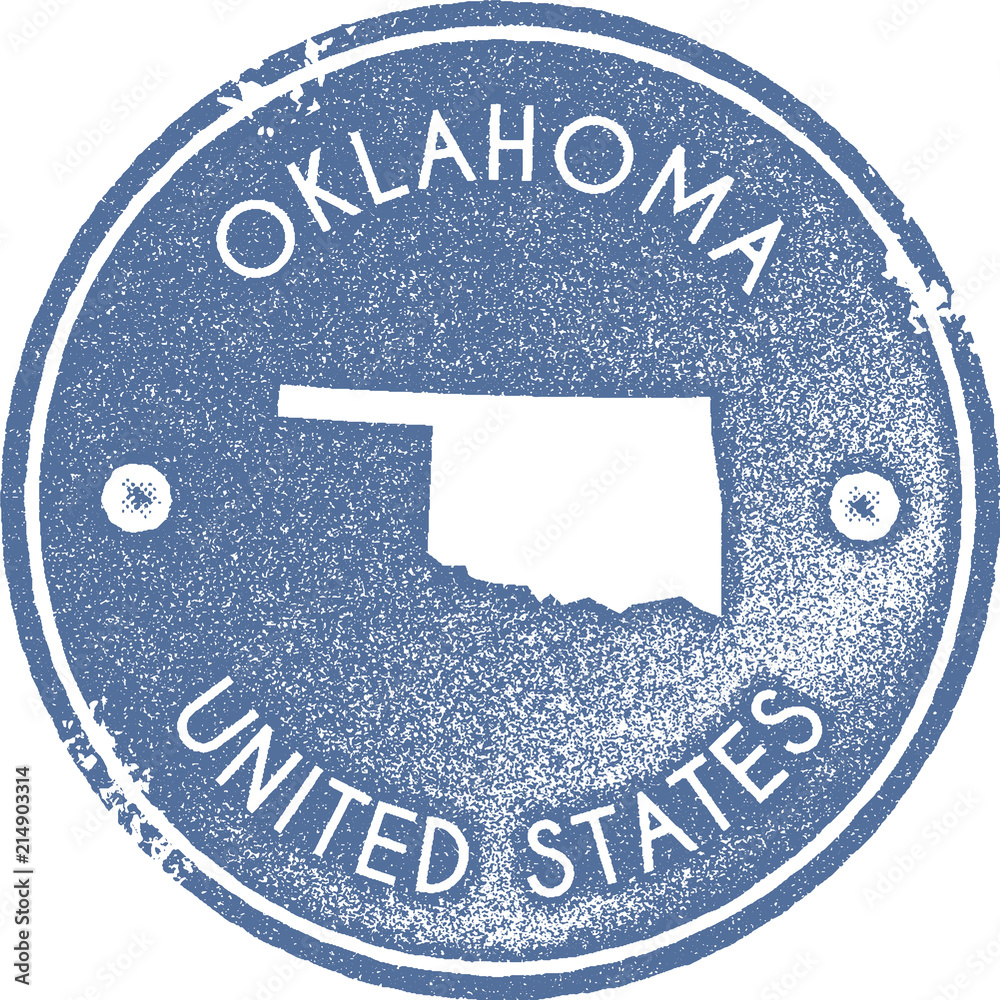 Oklahoma map vintage stamp. Retro style handmade label, badge or ...