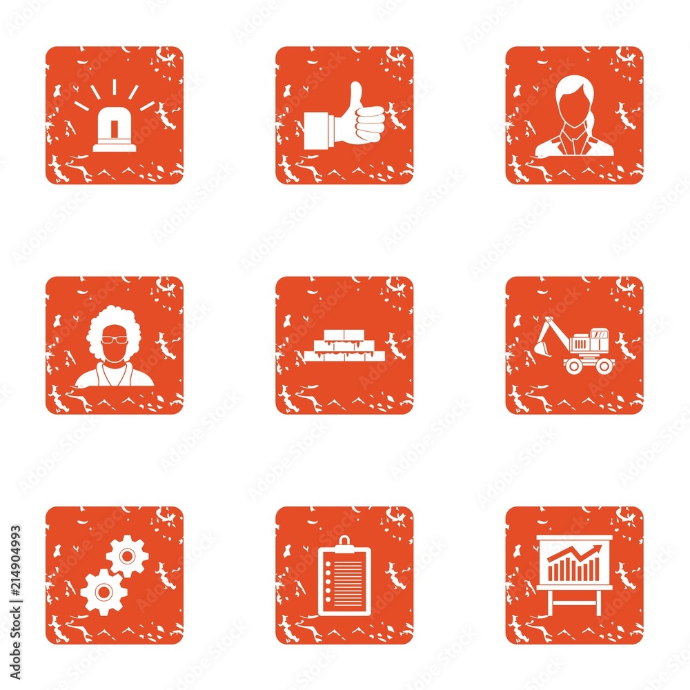 Skill boost icons set. Grunge set of 9 skill boost vector icons for web ...