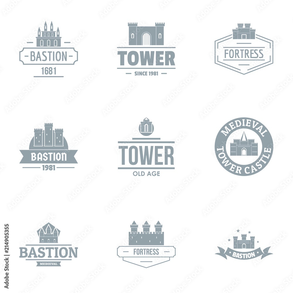 Bastion logo set. Simple set of 9 bastion vector logo for web isolated ...