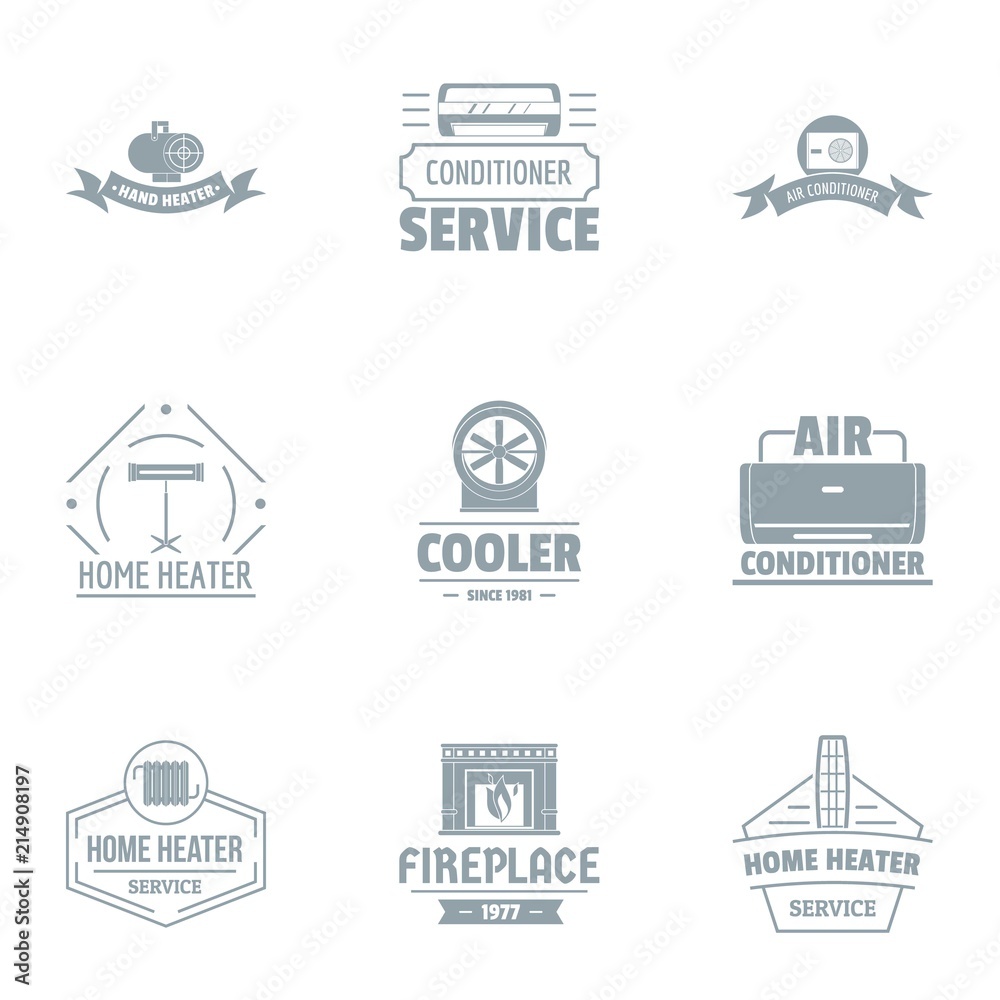 Refrigeration logo set. Simple set of 9 refrigeration vector logo for ...