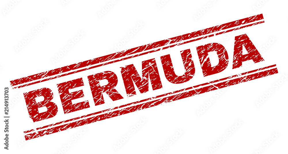 BERMUDA seal print with grunge texture. Red vector rubber print of ...